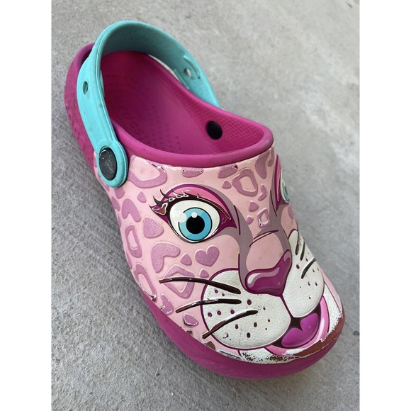 CROCS | Shoes | Crocs Kids Girls Junior Size 2 Clogs Rubber Leopard ...
